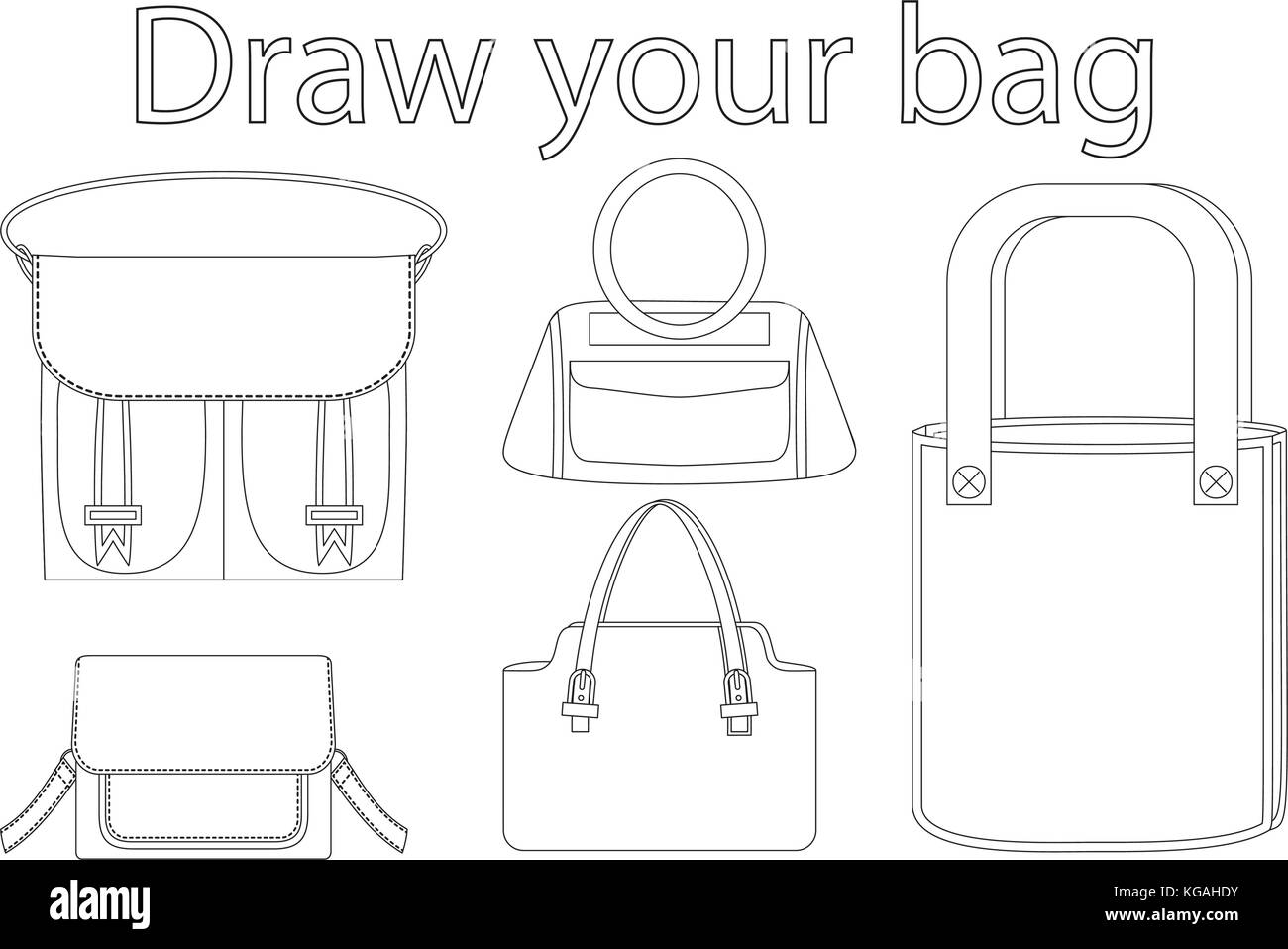 Draw your bag black and white poster Stock Vector Image & Art - Alamy