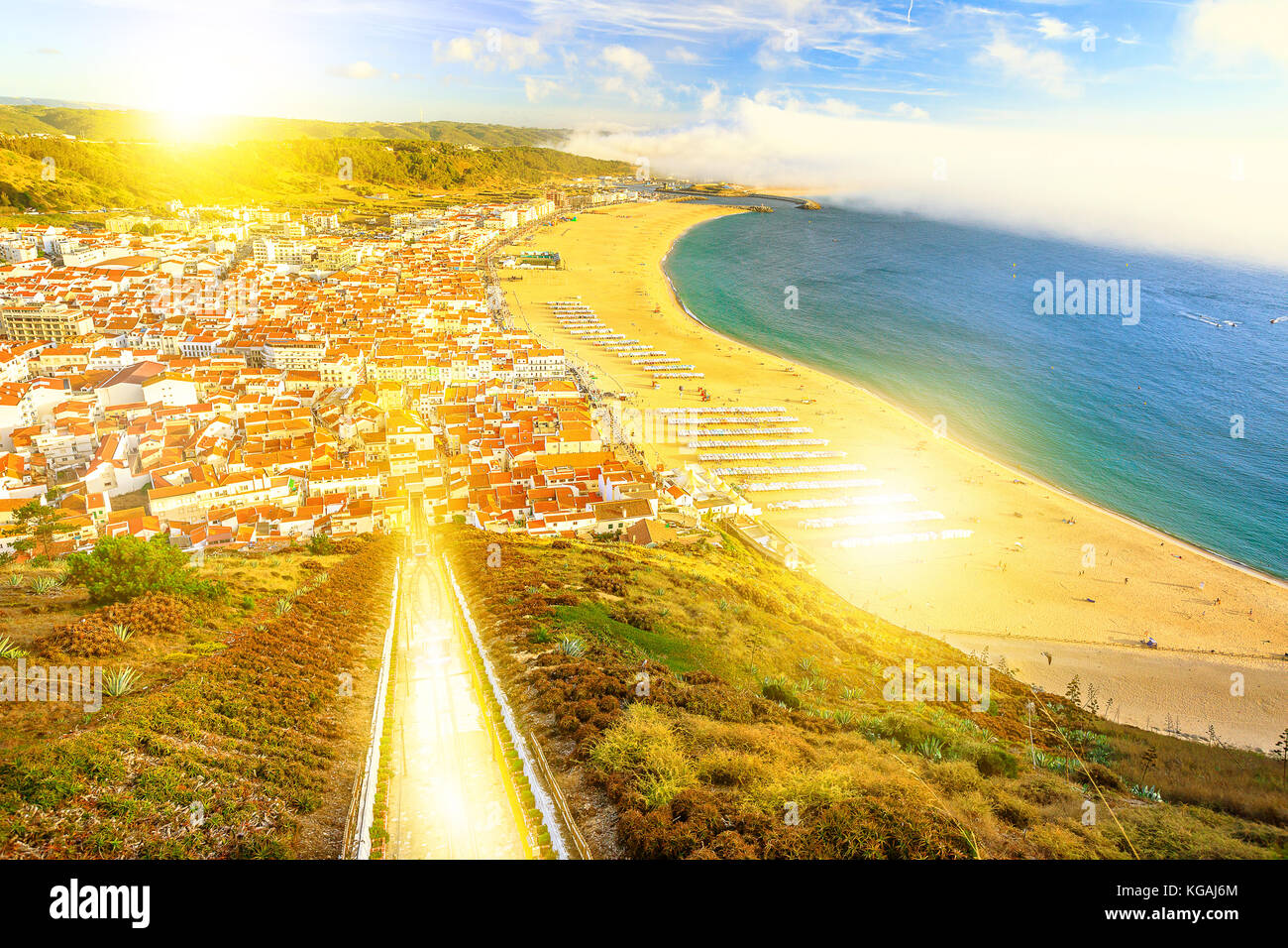 Nazare skyline sunset Stock Photo - Alamy