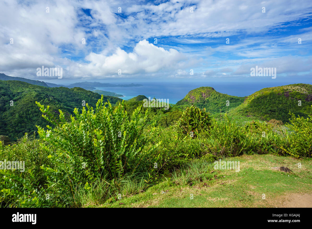 panoramic overview over the mountains and the jungle of the tropical ...