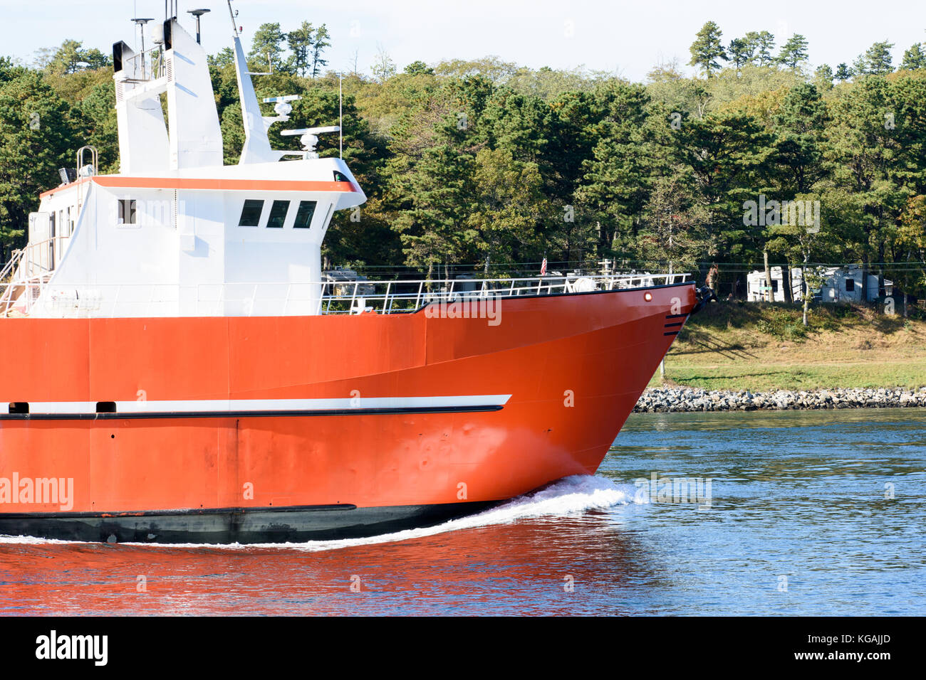 Commercial fishing vessel traveling through the Cape Cod Canal Stock ...