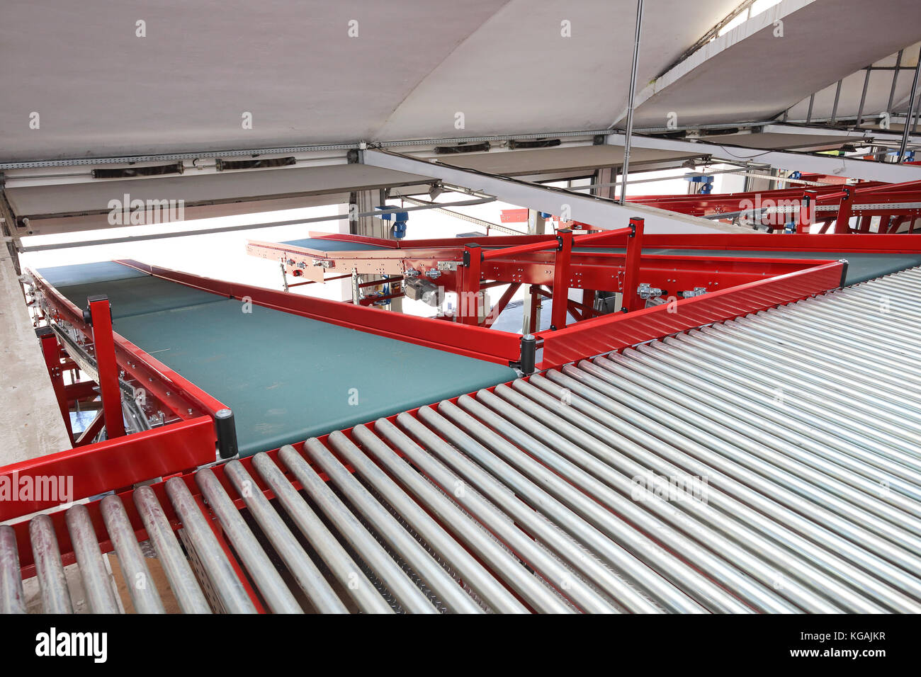 Loading Ramp With Conveyor Belt in Distribution Warehouse Stock Photo ...