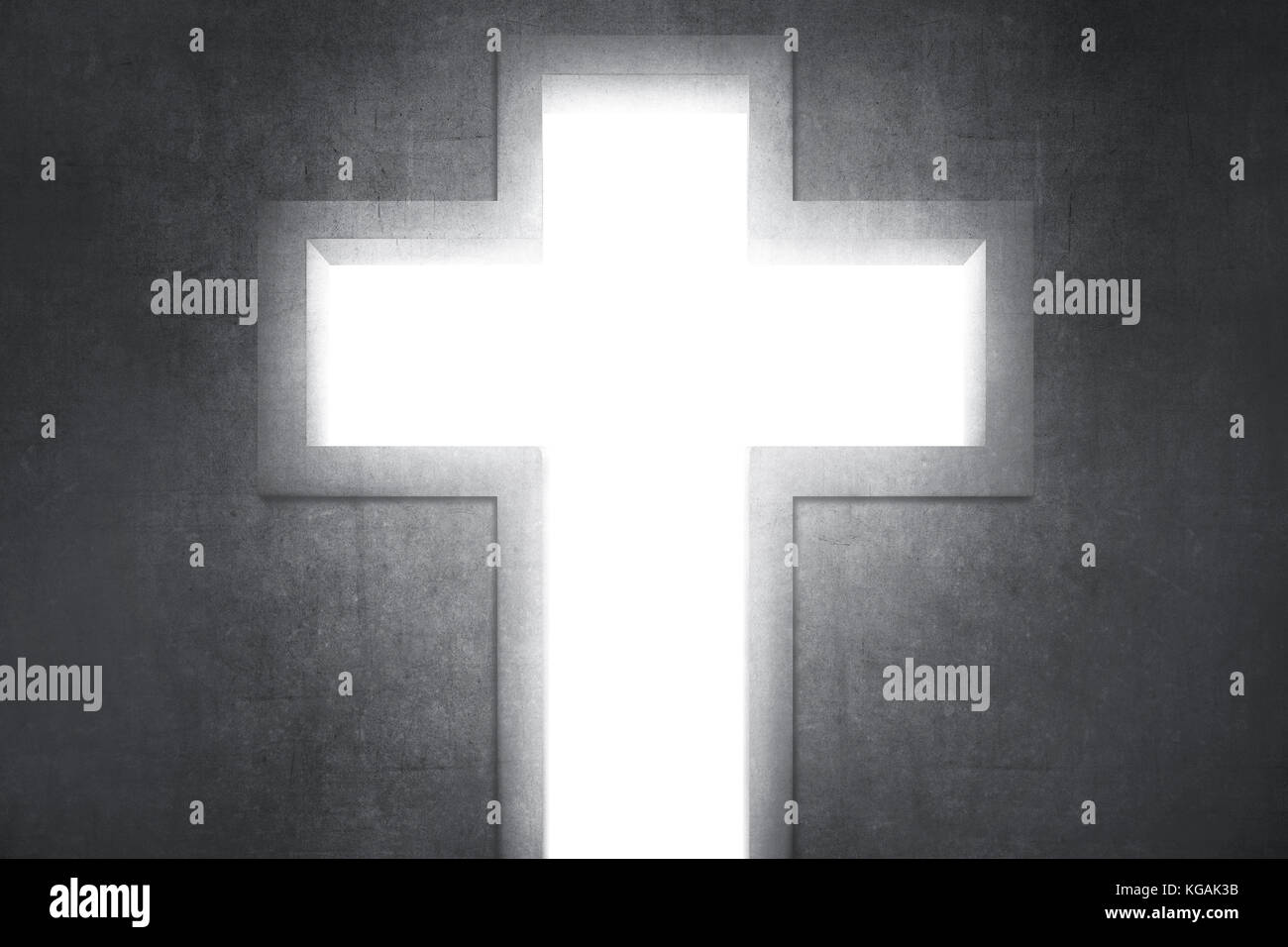 Cross christ symbol with bright white light background Stock Photo - Alamy