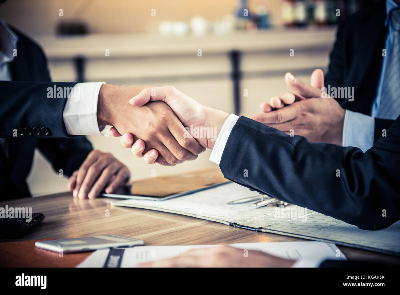 business handshake and teamwork for achievement KPI and goal Stock ...