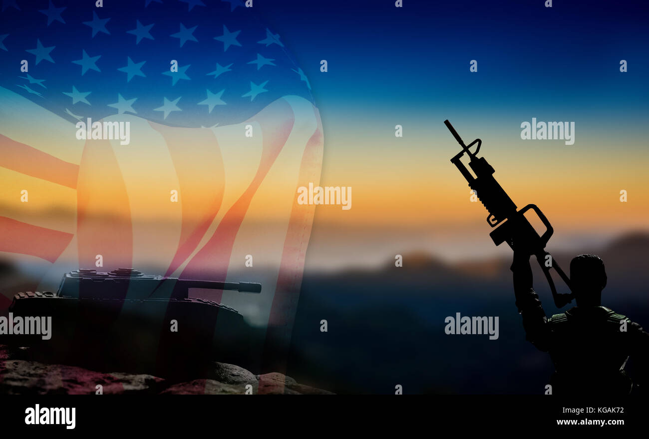 Veteran, Memorial and Independence day with American flag background ...