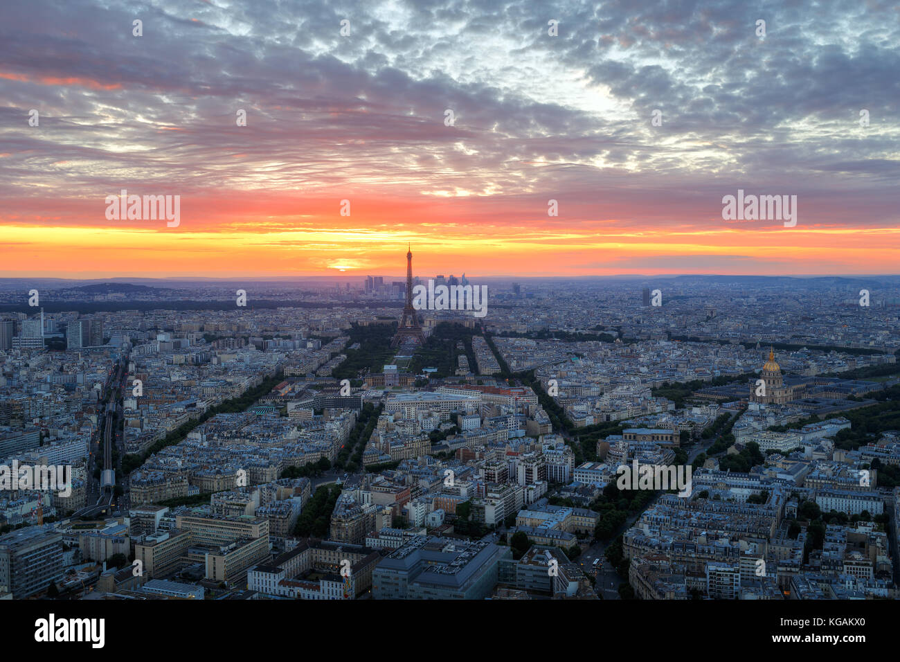 Scenic aerial view of Paris, France, from the Tour Montparnasse with ...