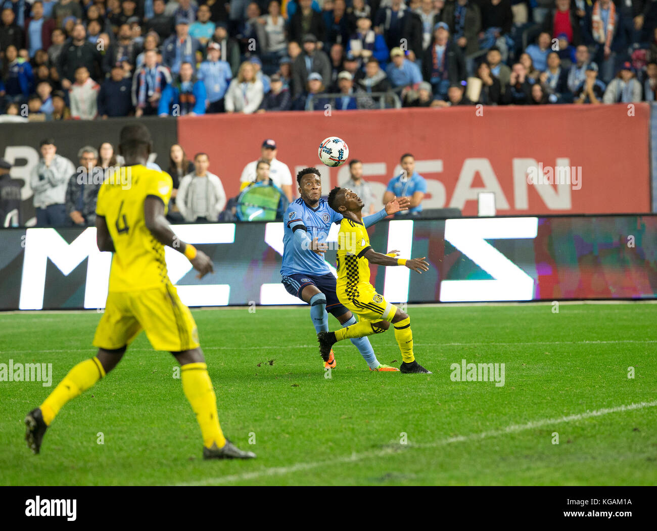 Harrison Afful (25) of Columbus Crew & Rodney Wallace (23) of NYC FC ...