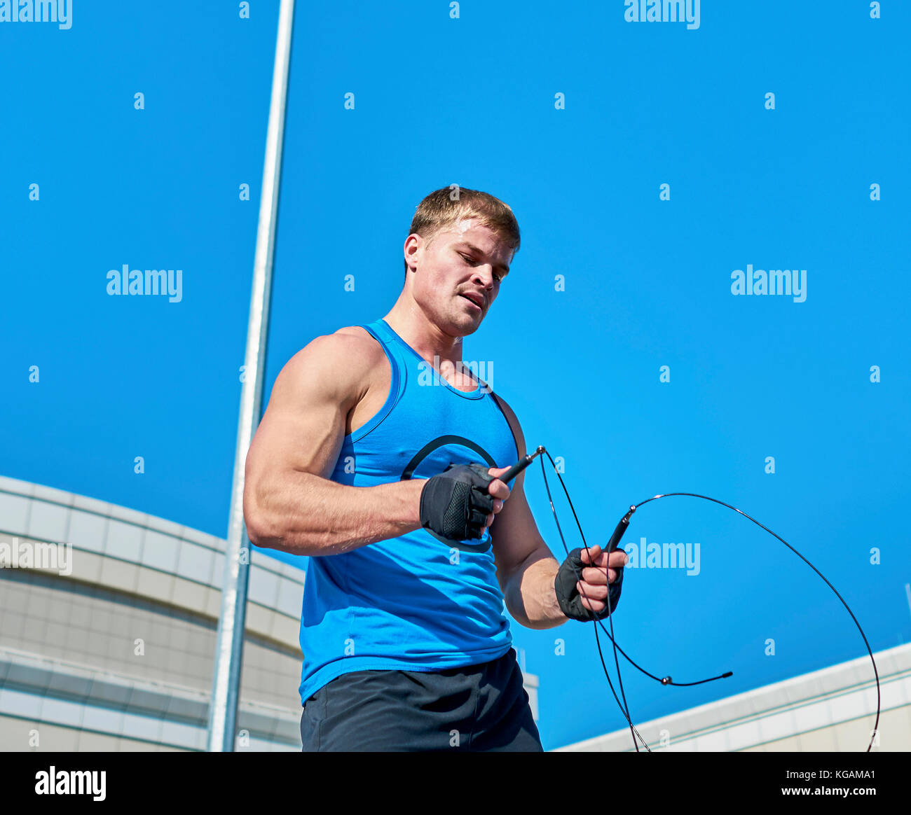 man jumps rope Stock Photo - Alamy