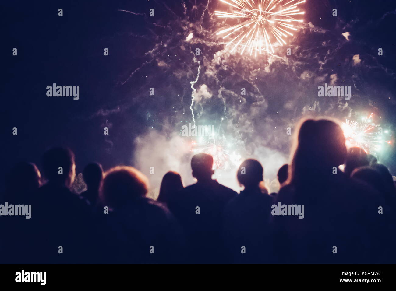 Crowd watching fireworks Stock Photo - Alamy