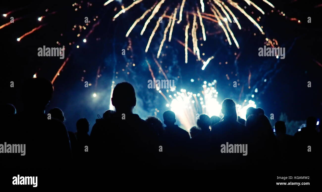 Crowd watching fireworks Stock Photo - Alamy