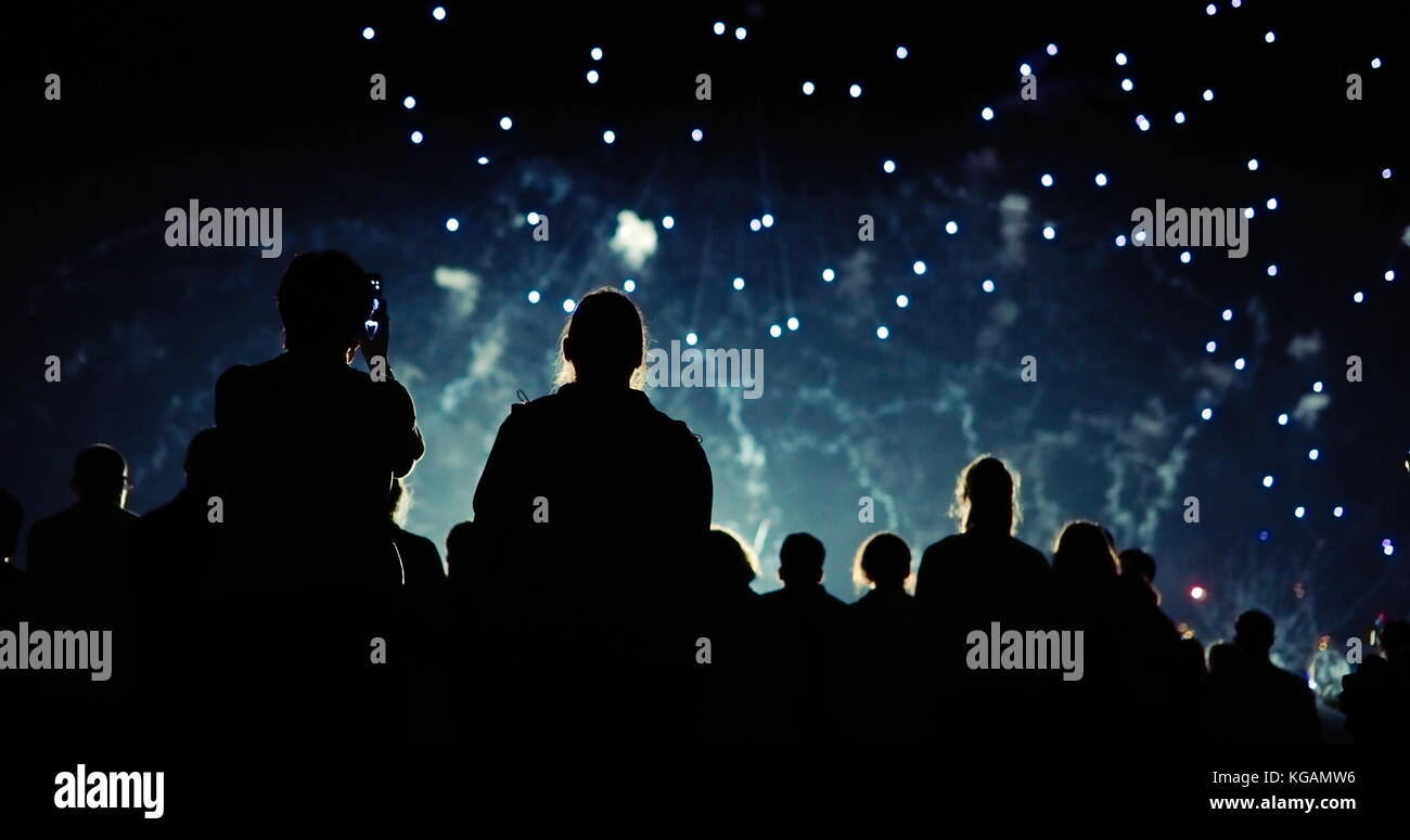 Crowd watching fireworks Stock Photo - Alamy