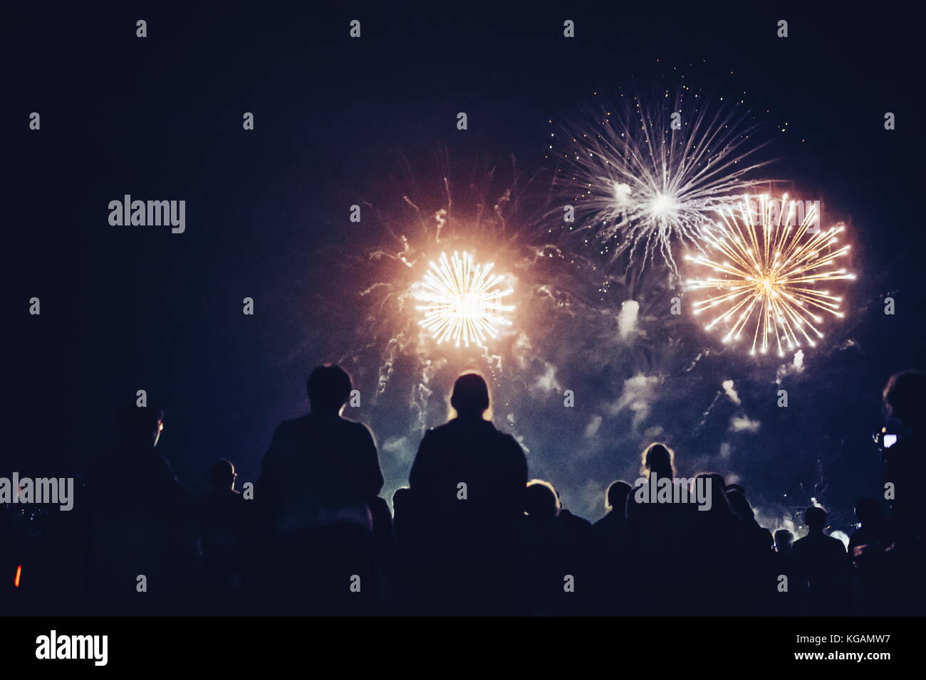 Crowd watching fireworks Stock Photo - Alamy