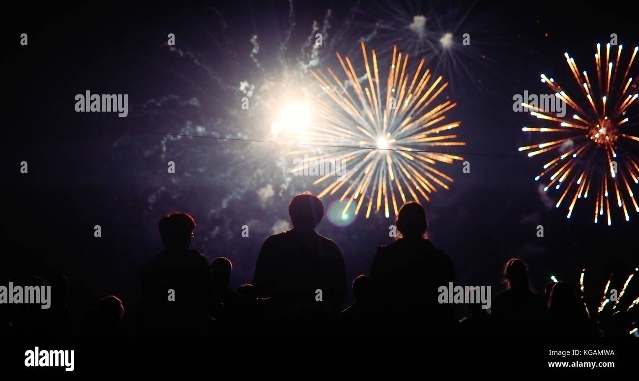 Crowd watching fireworks Stock Photo - Alamy