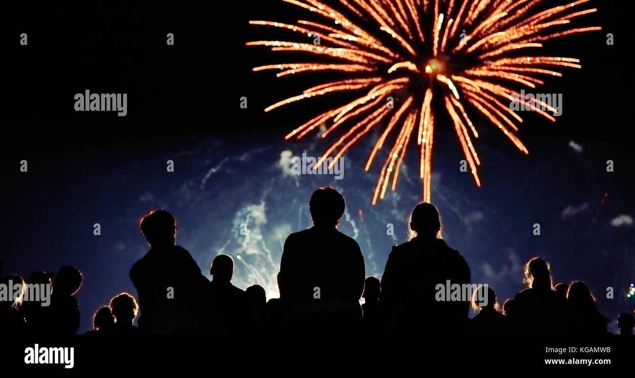 Crowd watching fireworks Stock Photo - Alamy