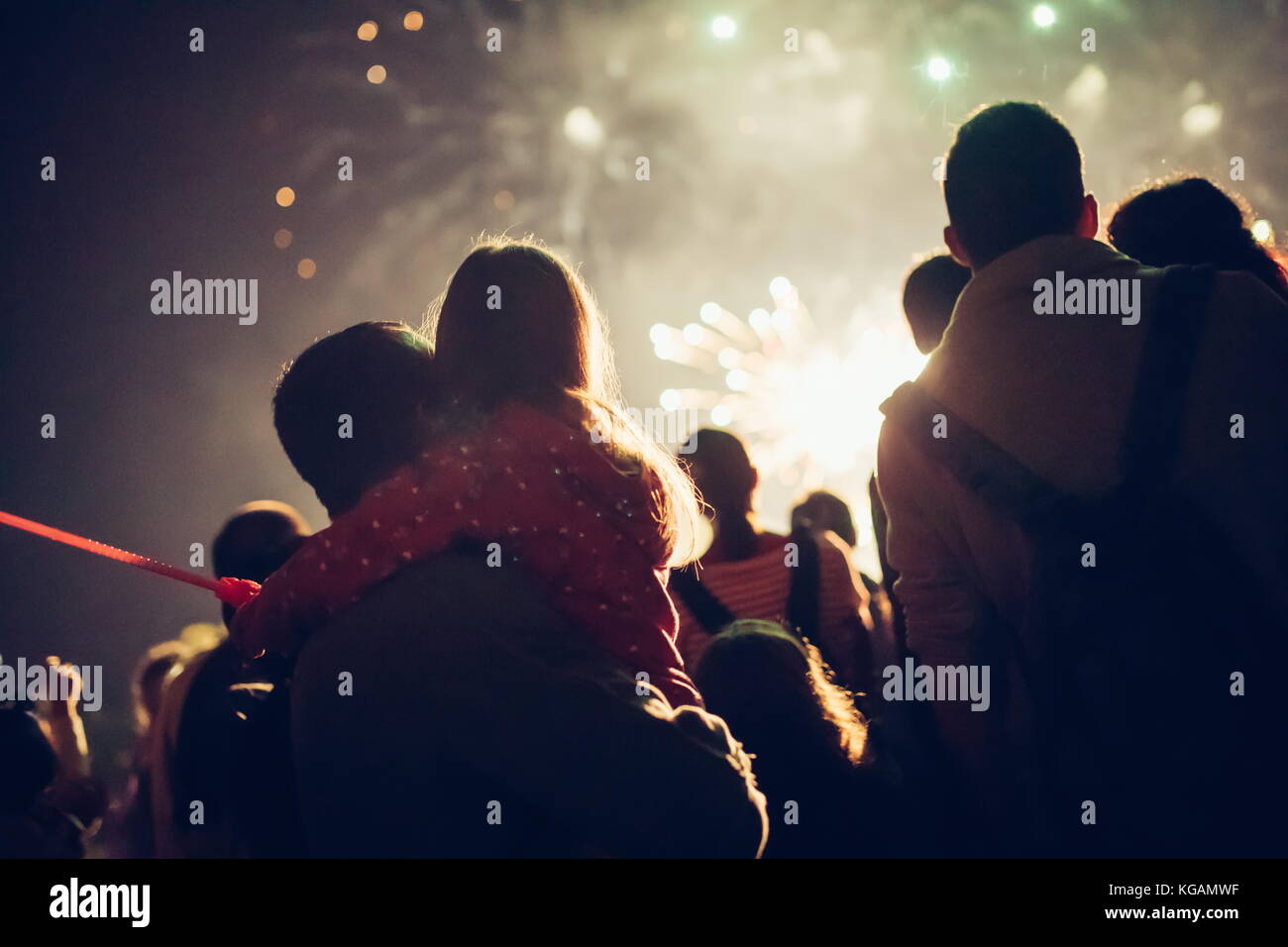 Crowd watching fireworks Stock Photo - Alamy
