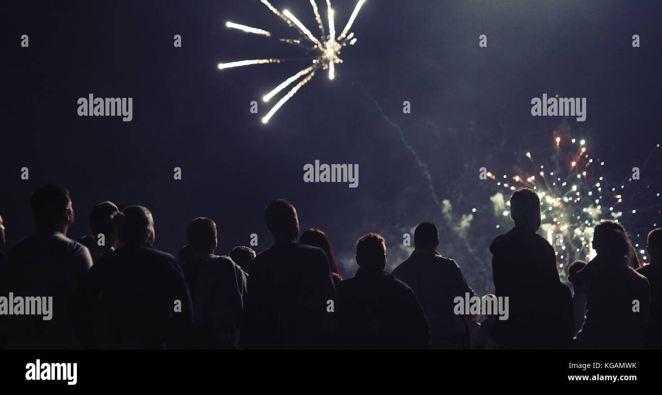 Crowd watching fireworks Stock Photo - Alamy