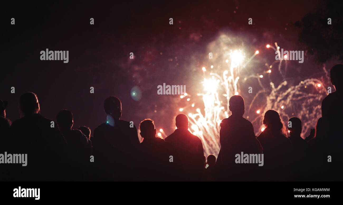 Crowd watching fireworks Stock Photo - Alamy