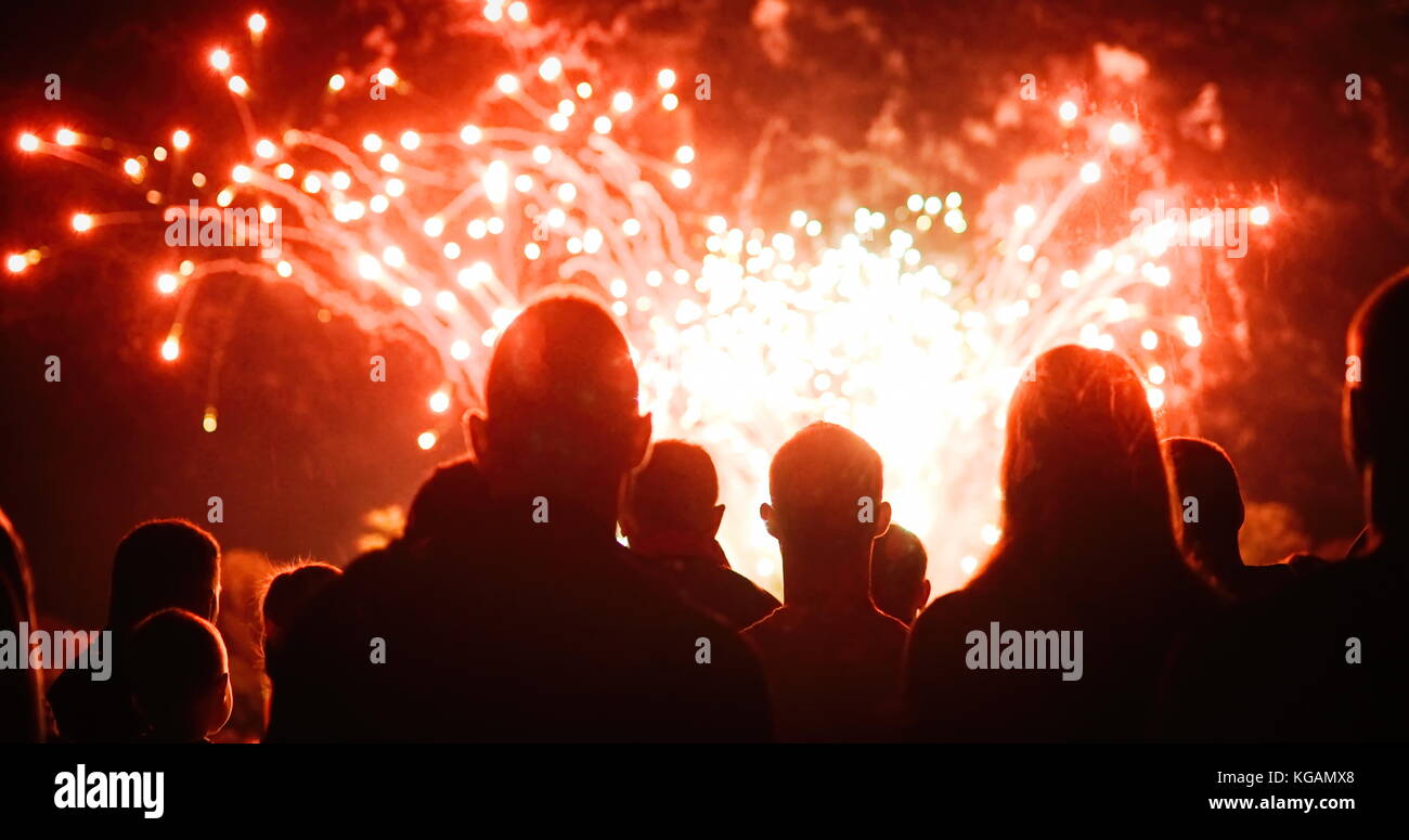 Crowd watching fireworks Stock Photo - Alamy