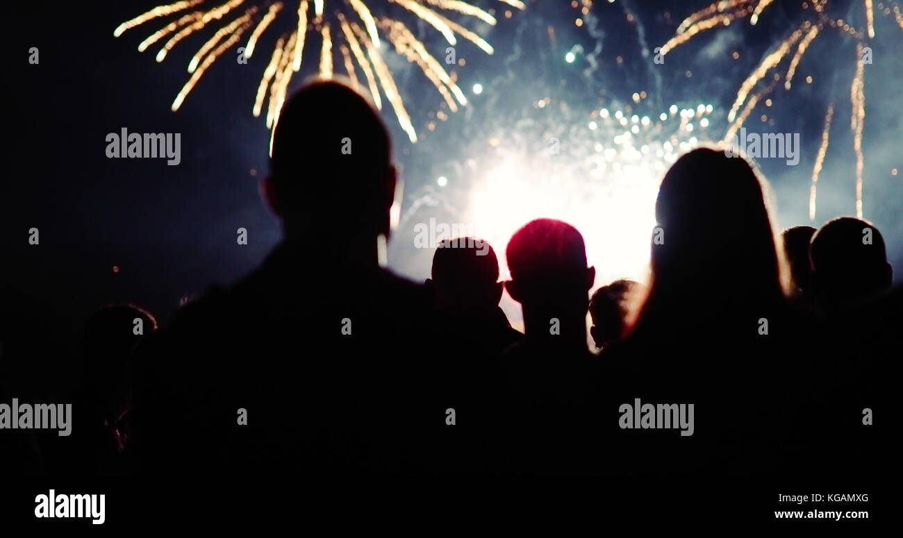 Crowd watching fireworks Stock Photo - Alamy
