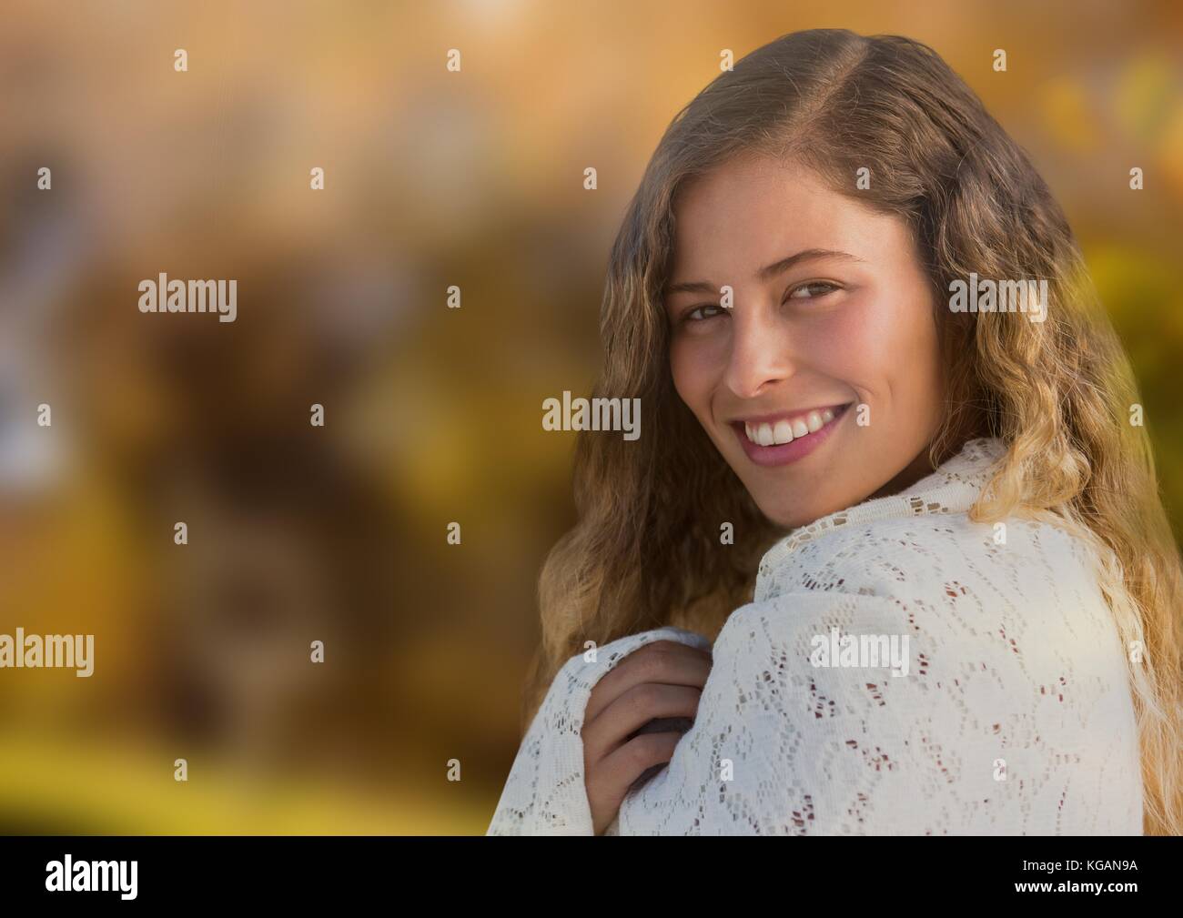 Digital composite of Woman's face in nature Stock Photo - Alamy
