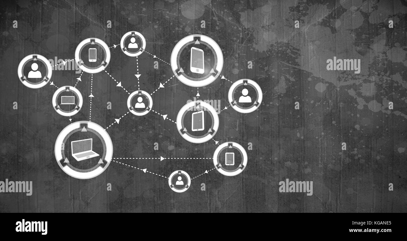 Digital composite of Technology interface in front of grey wall Stock ...