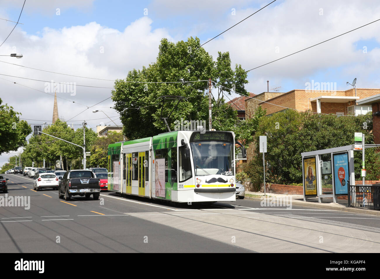 A tram on Toorak Road, Toorak, Melbourne, Victoria, Australia Stock ...