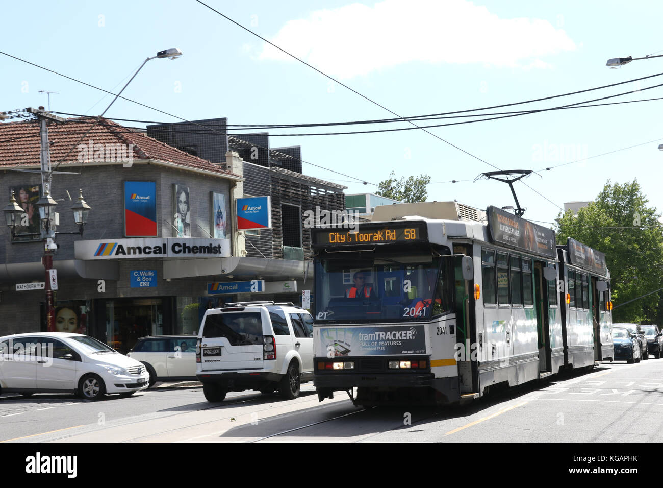 A tram on Toorak Road, Toorak, Melbourne, Victoria, Australia Stock ...