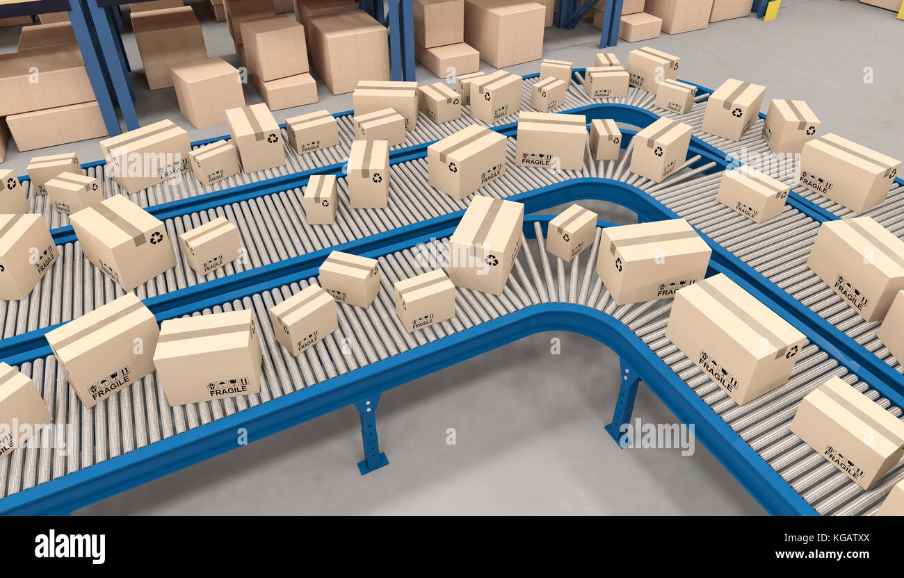 Conveyor warehouse boxes hi-res stock photography and images - Alamy