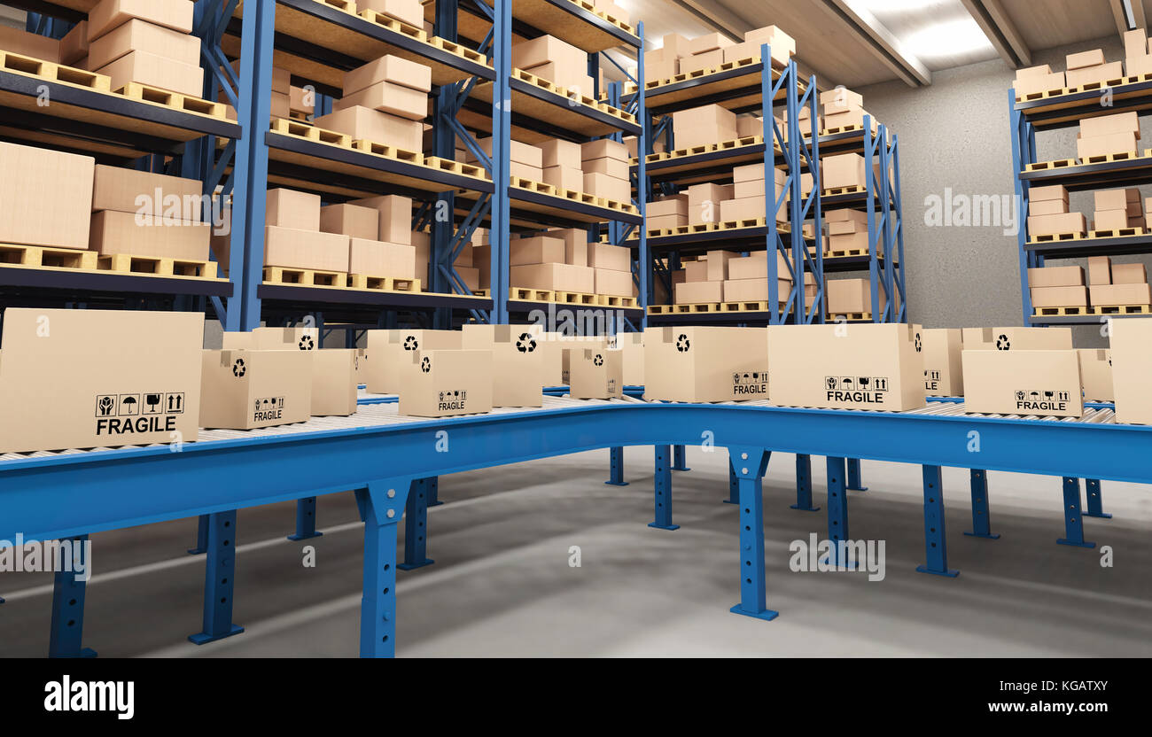 Conveyor warehouse boxes hi-res stock photography and images - Alamy