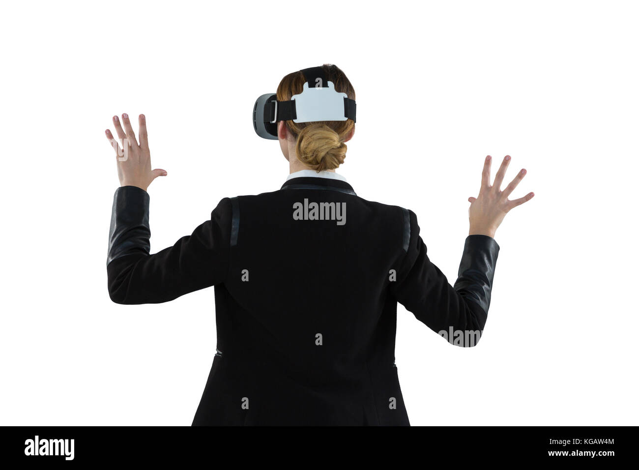 Woman headset rear view hi-res stock photography and images - Alamy