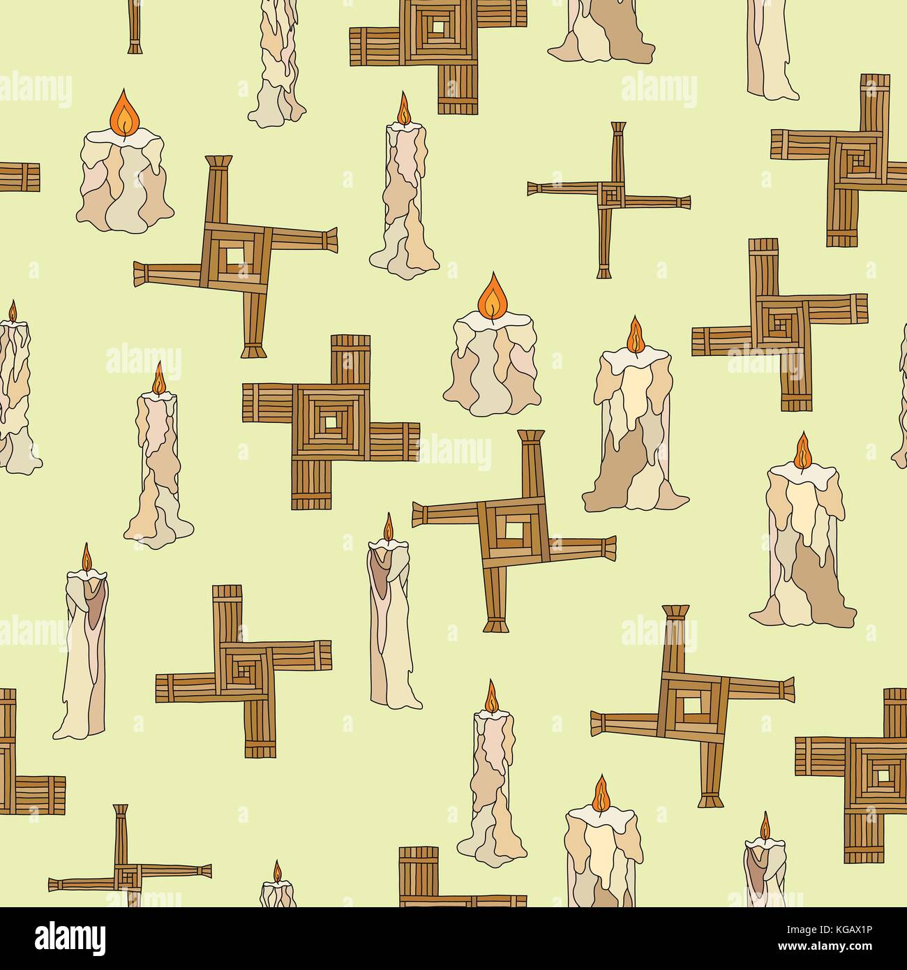 vector imbolc seamless with candles and brigid cross Stock Vector Image ...