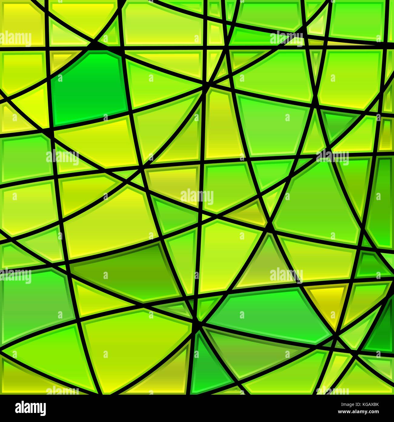 abstract vector stained-glass mosaic background - green and yellow ...