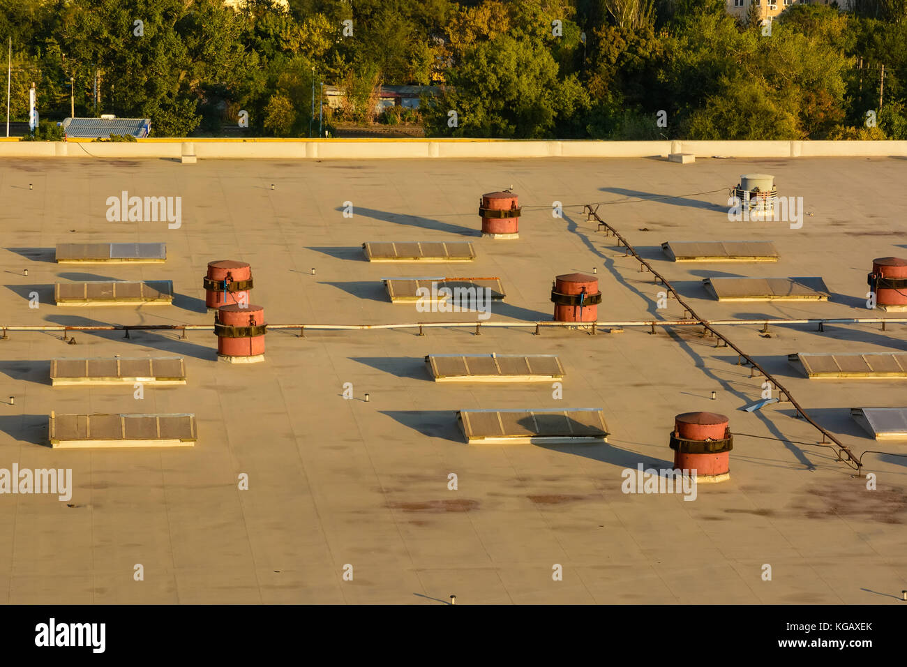 Rooftop of industrial buildings in a big city Stock Photo - Alamy