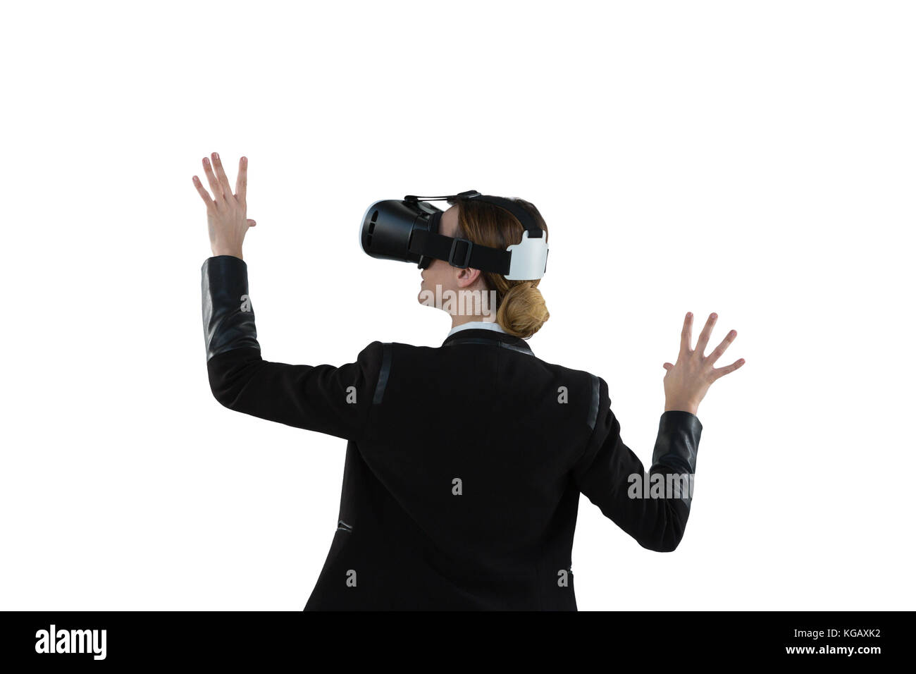 Woman headset rear view hi-res stock photography and images - Alamy