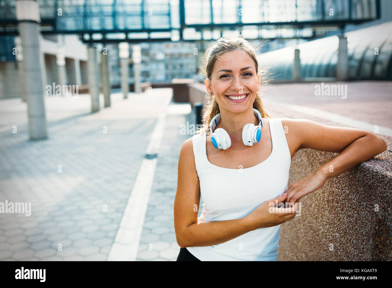 Picture of young attractive happy fitness woman Stock Photo - Alamy