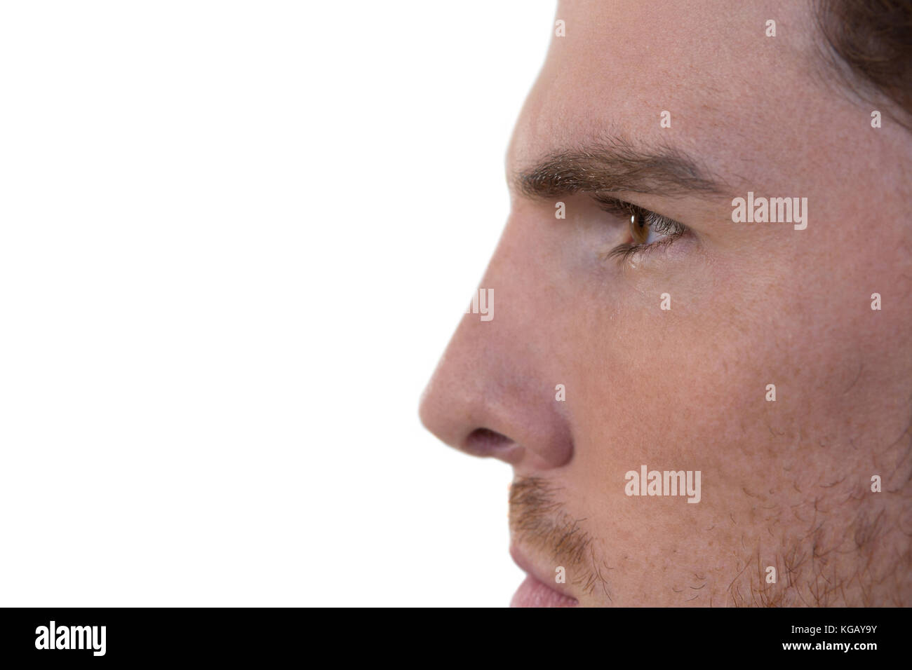 Side view of man against white background Stock Photo - Alamy