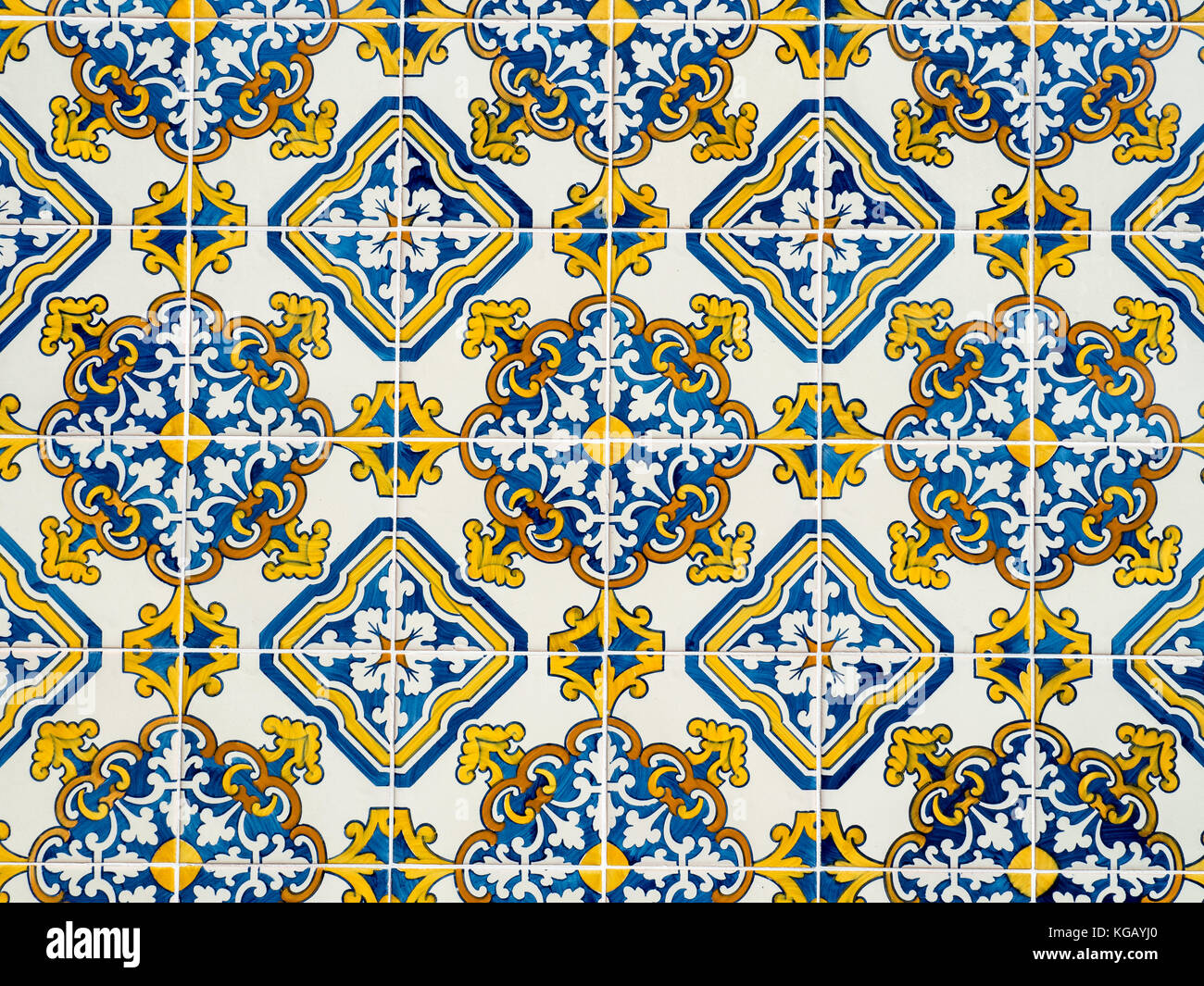 Typical traditional ceramic tiles "azulejos" from the Algarve on the ...