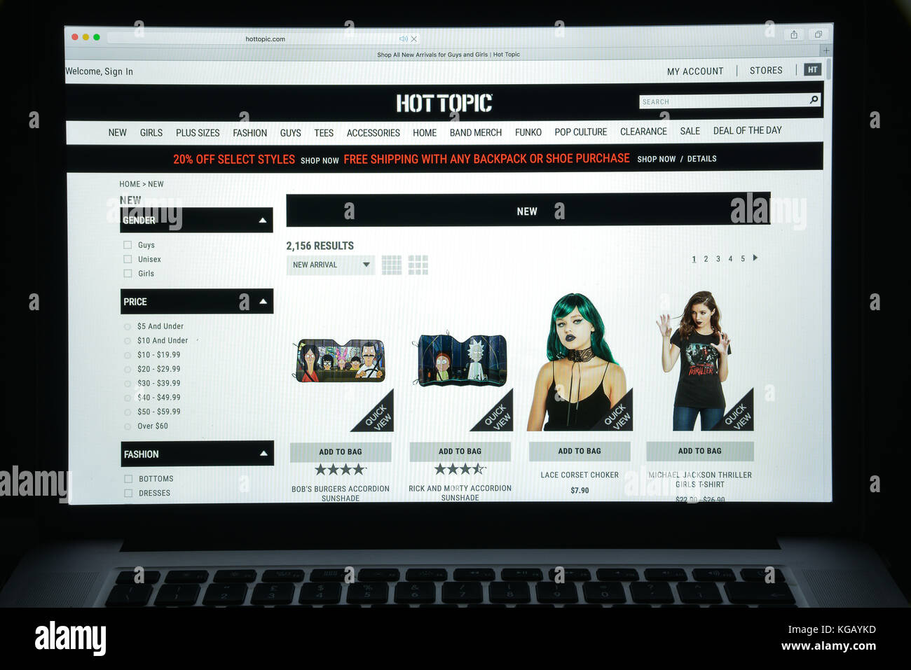 Milan, Italy - August 10, 2017: Hottopic.com website homepage. It is an ...