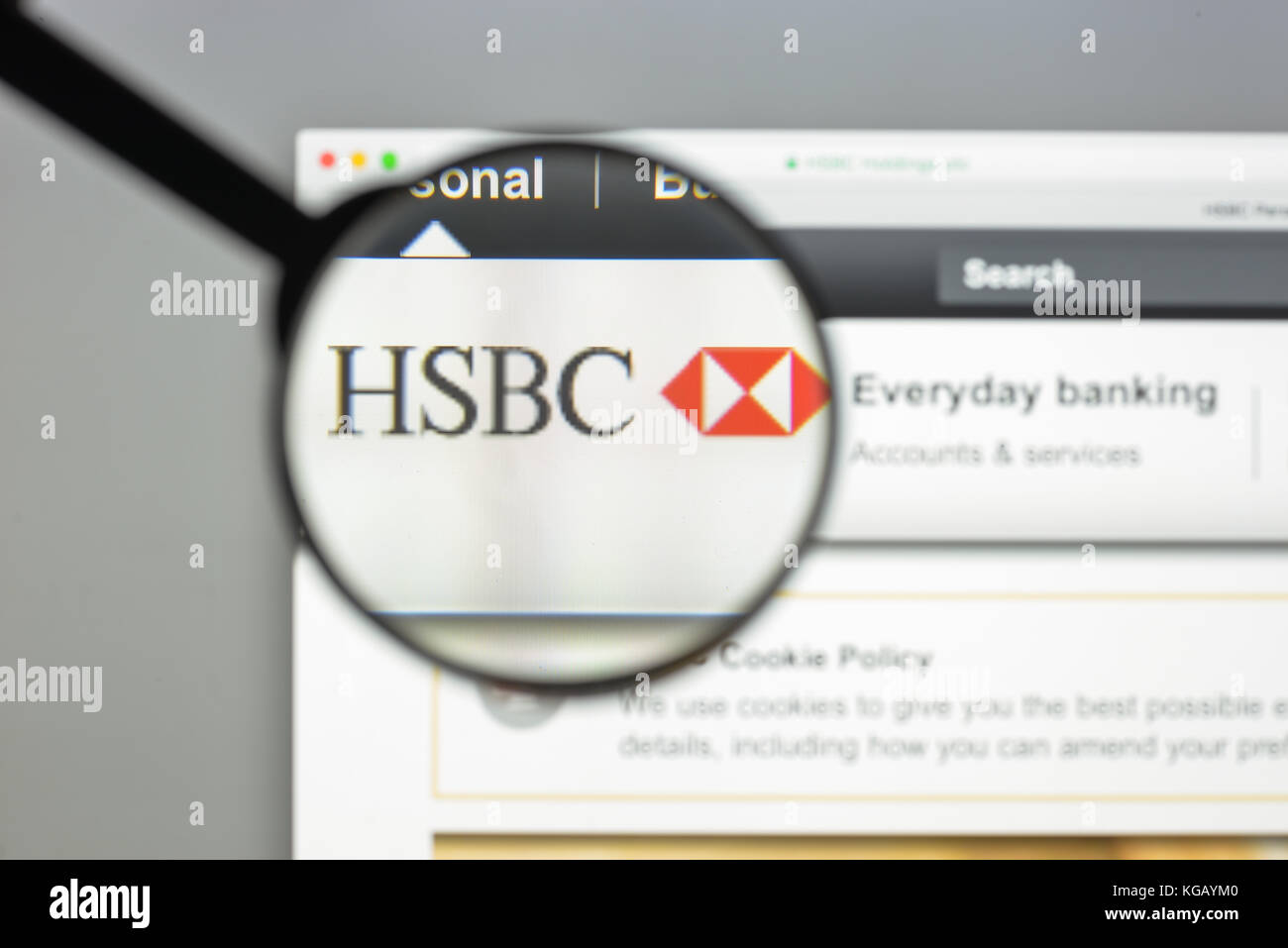 Milan, Italy - August 10, 2017: Hsbc bank website homepage. It is part ...