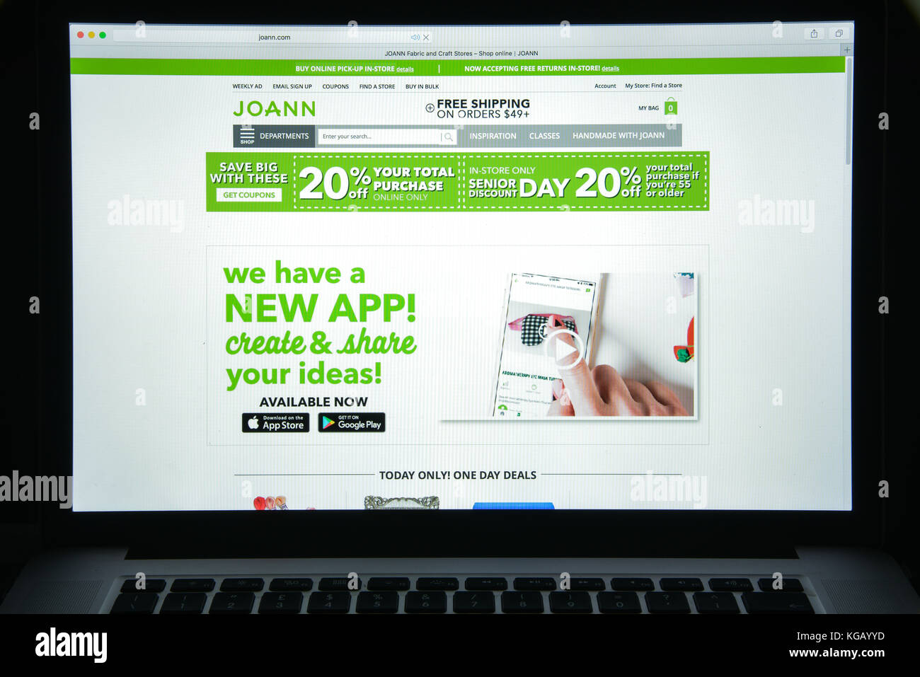 Milan, Italy - August 10, 2017: Joann.com website homepage. Joann logo ...