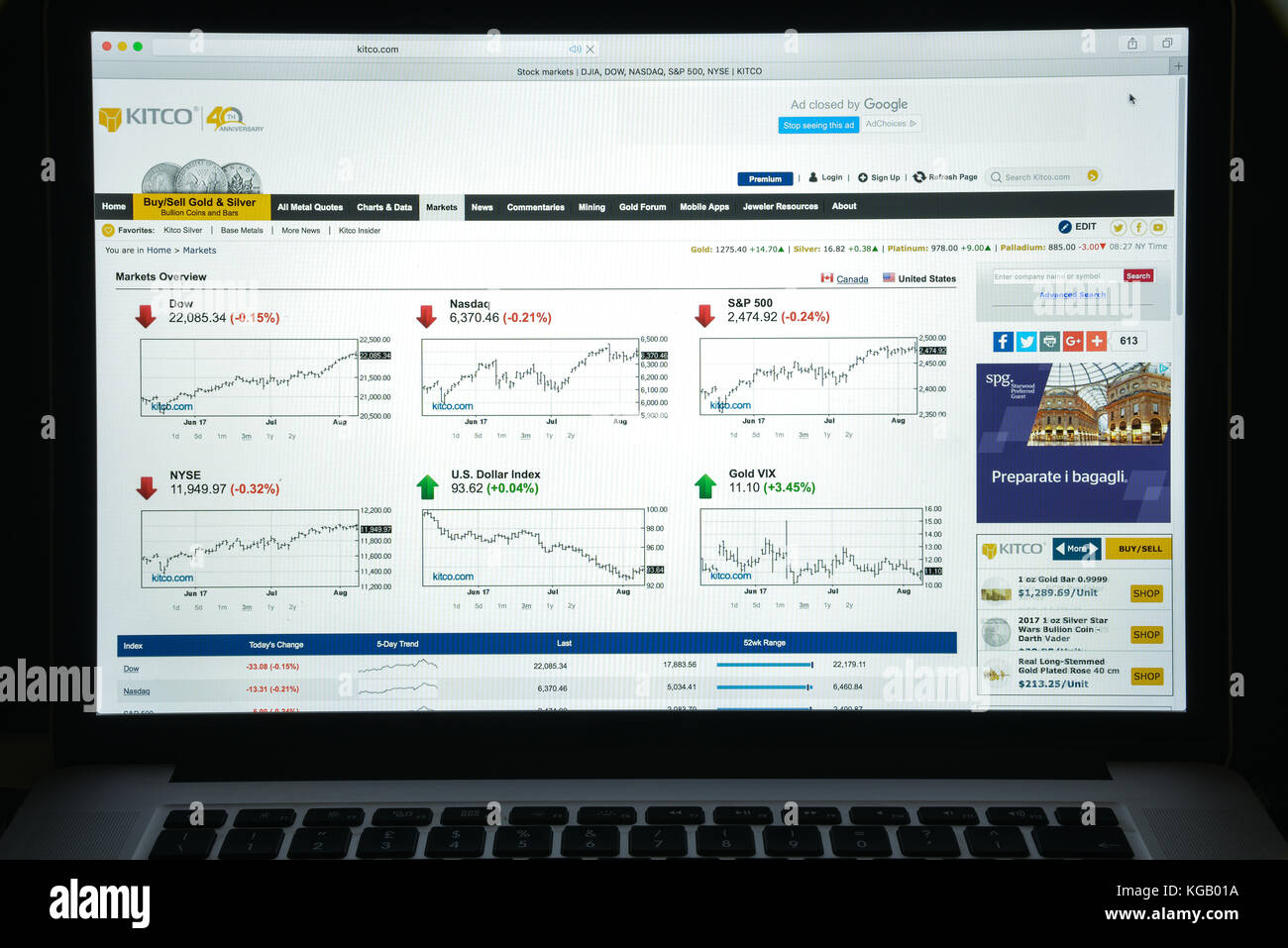 Milan, Italy - August 10, 2017: Kitco website homepage. It is a ...