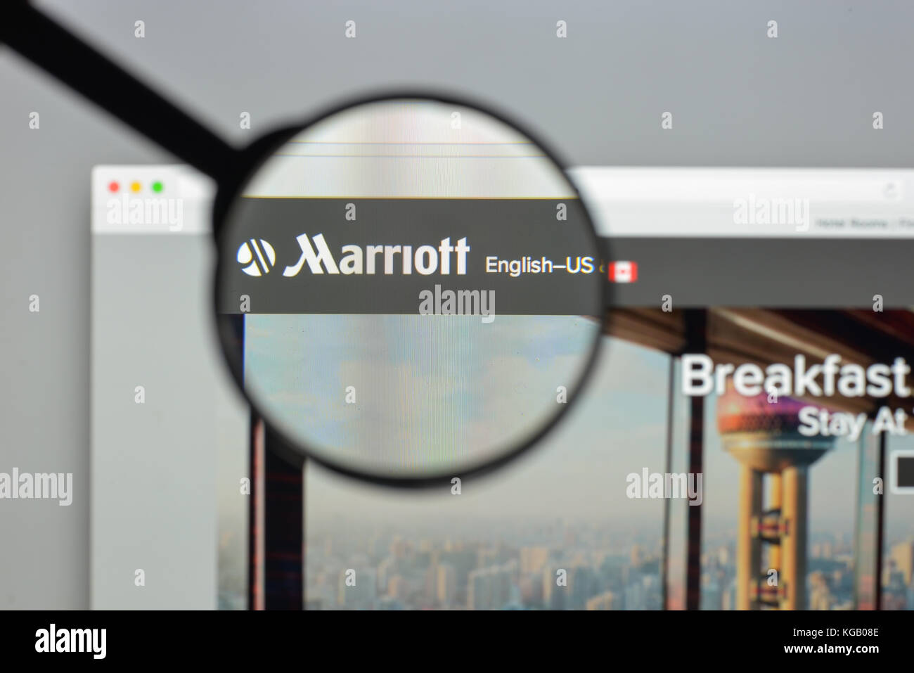 Milan, Italy - August 10, 2017: Marriott website homepage. It is an ...