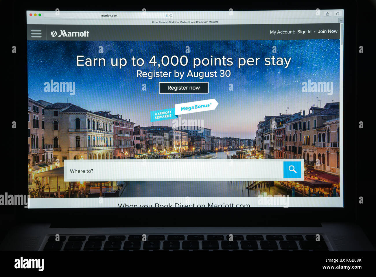 Milan, Italy - August 10, 2017: Marriott website homepage. It is an ...