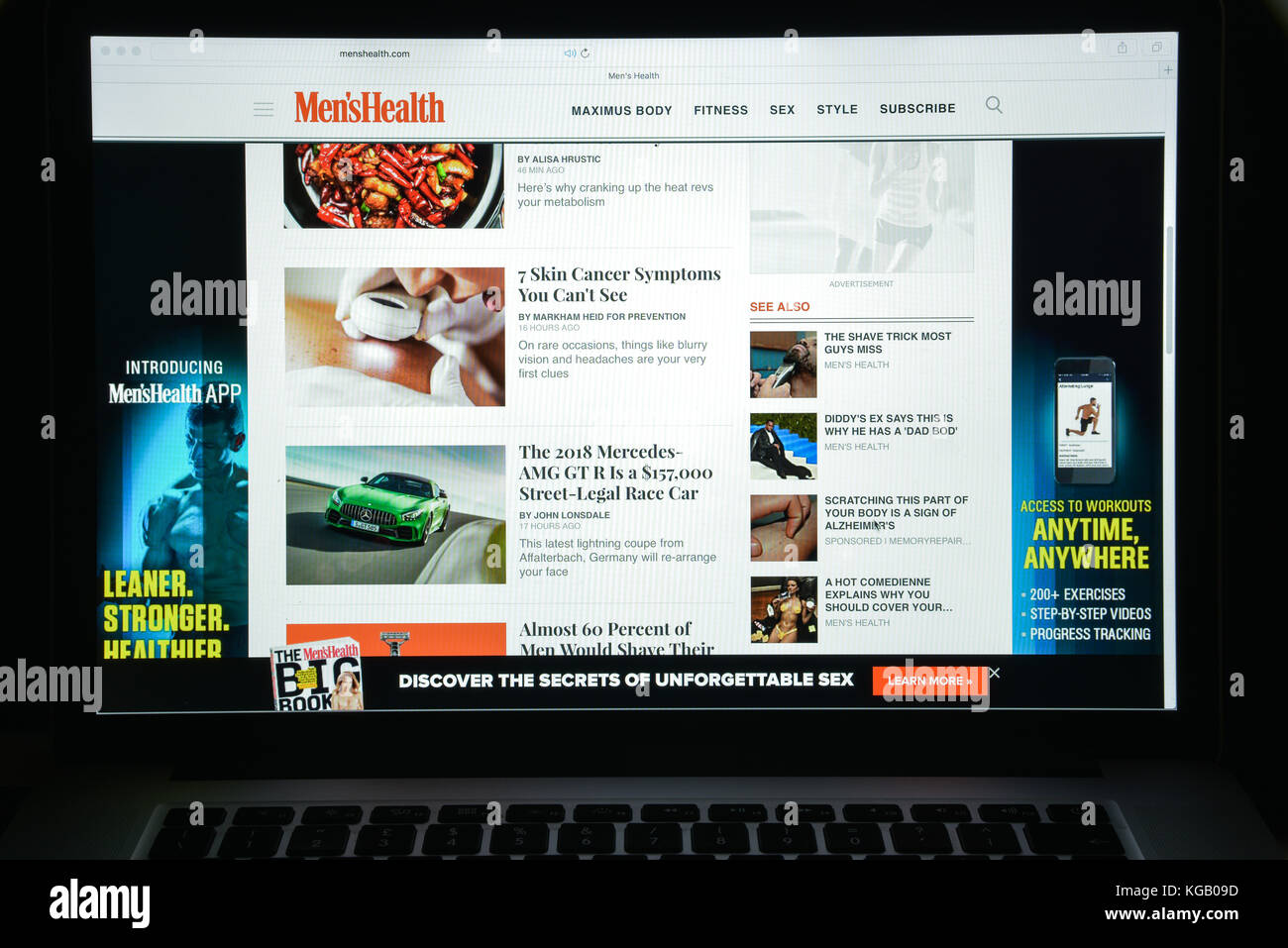 Milan, Italy - August 10, 2017: Men's health website homepage. It is ...