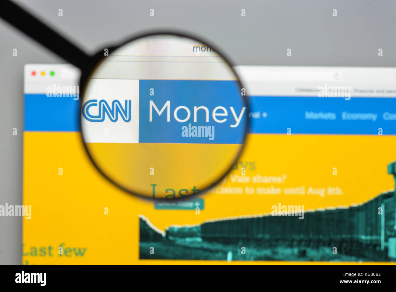 Milan, Italy - August 10, 2017: Money.cnn website homepage. Money.Cnn ...