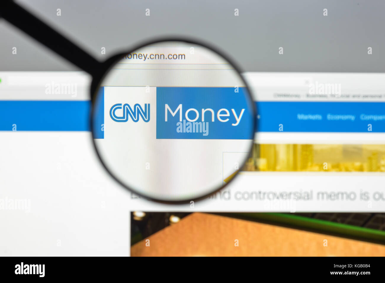 Milan, Italy - August 10, 2017: Money.cnn website homepage. Money.Cnn ...