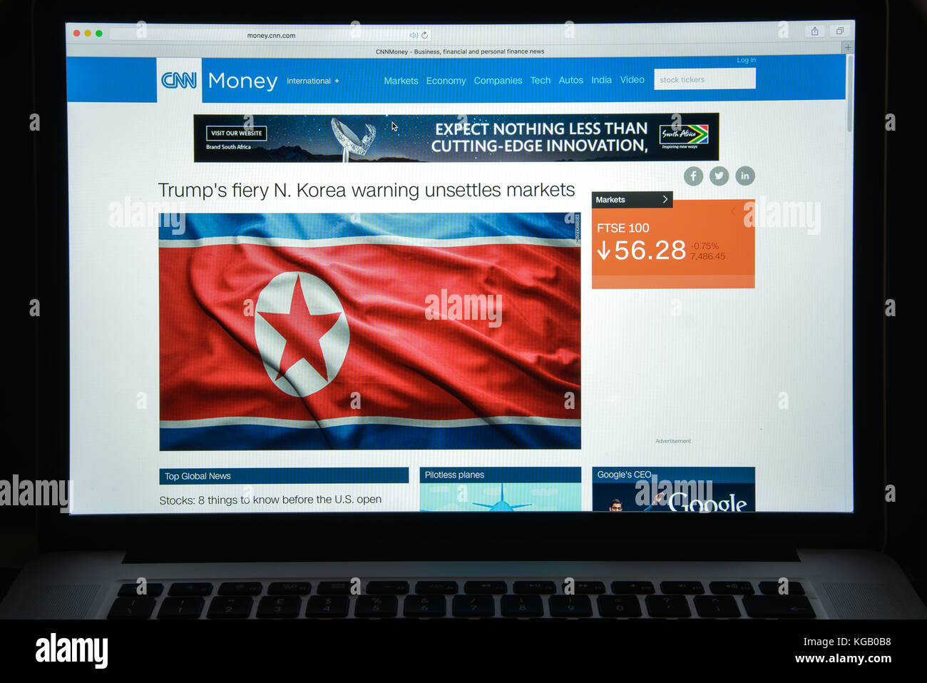 Milan, Italy - August 10, 2017: Money.cnn website homepage. Money.Cnn ...