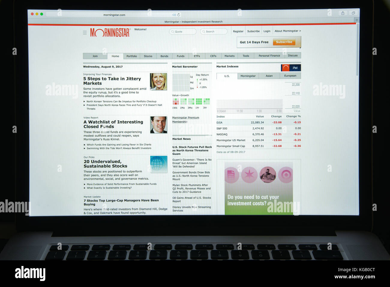 Milan, Italy - August 10, 2017: Morningstar website homepage ...