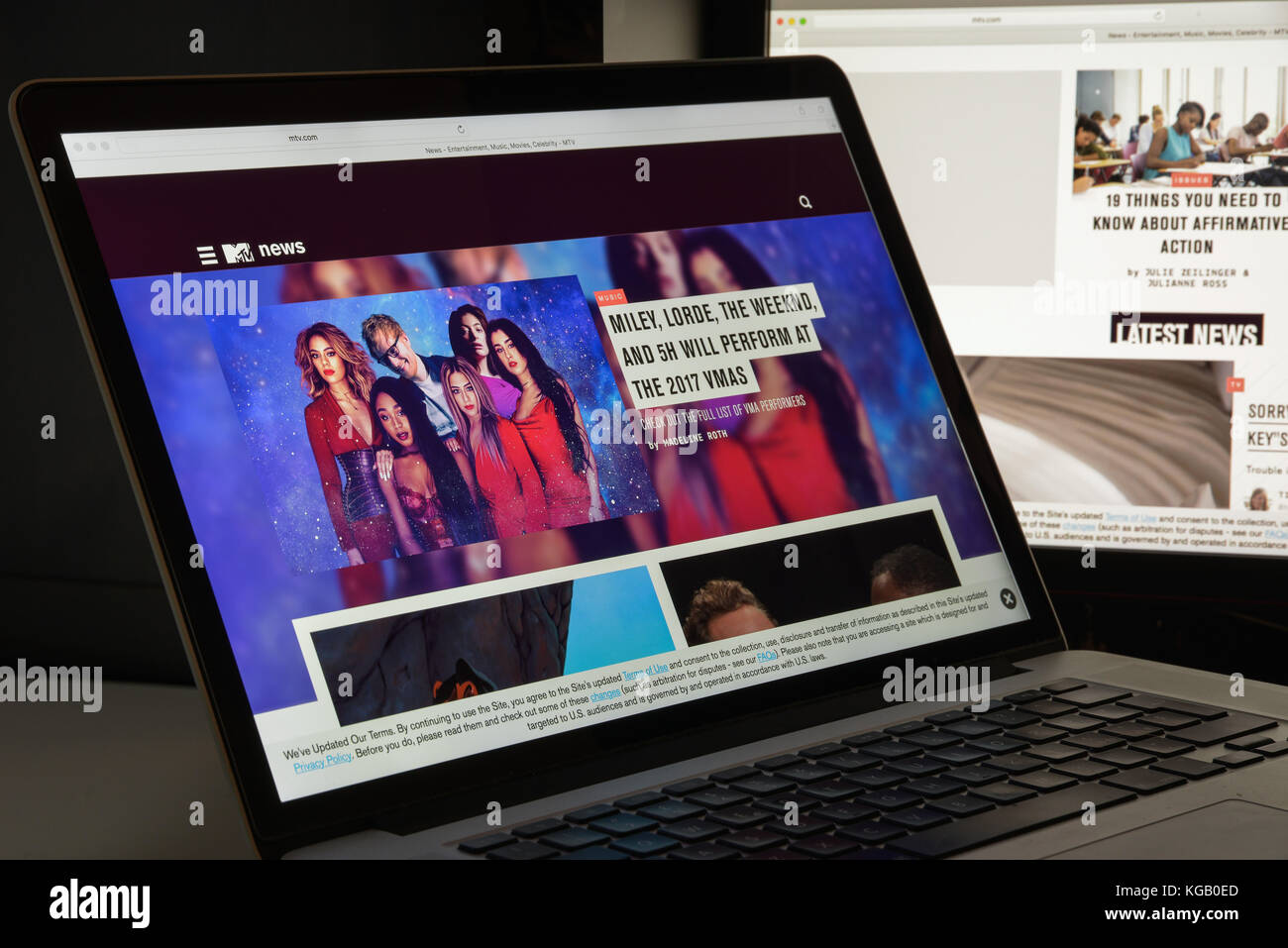 Milan, Italy - August 10, 2017: Mtv website homepage. Mtv logo visible ...