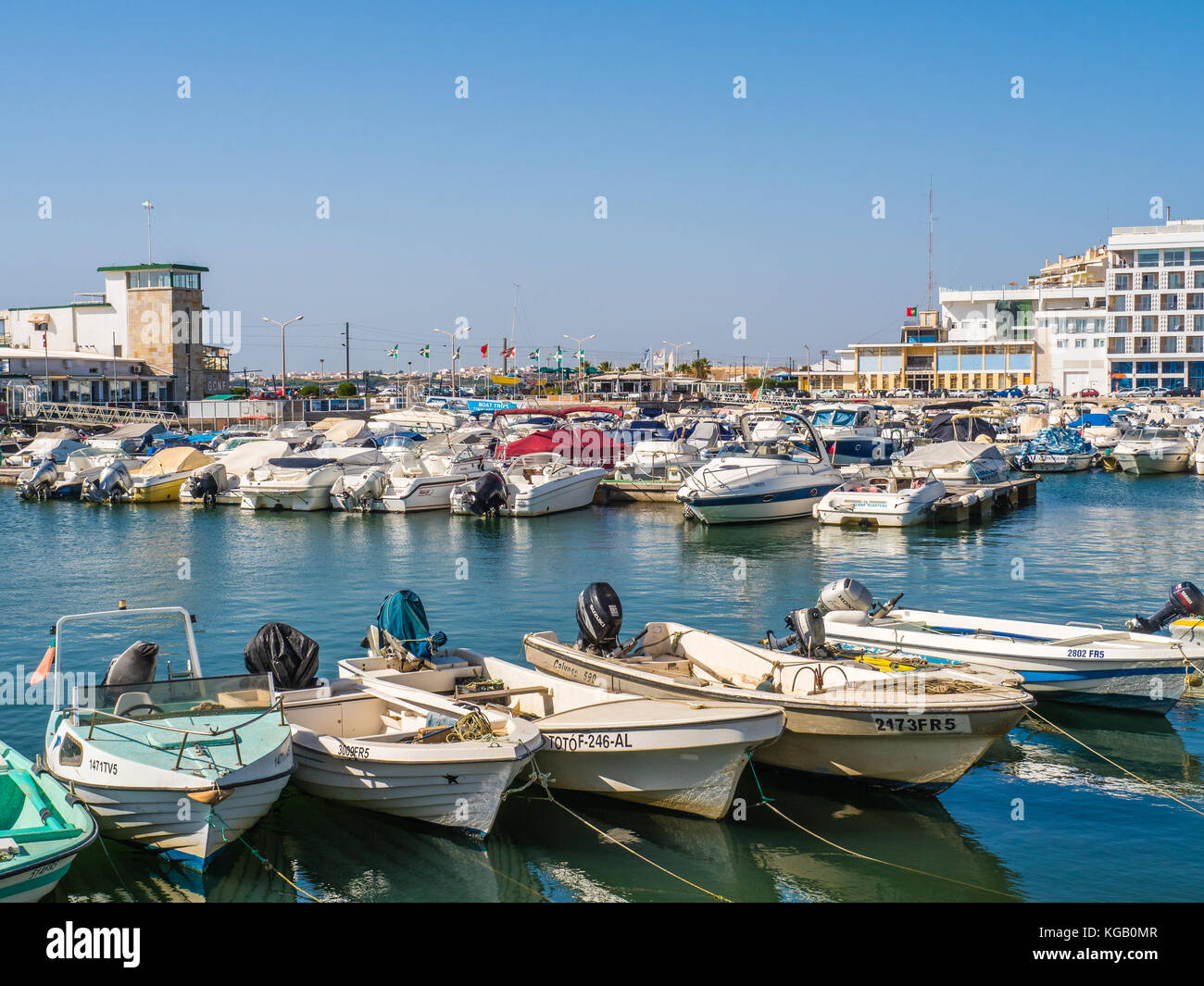 View of the port of Faro on the coast of southern Portugal, the capital ...