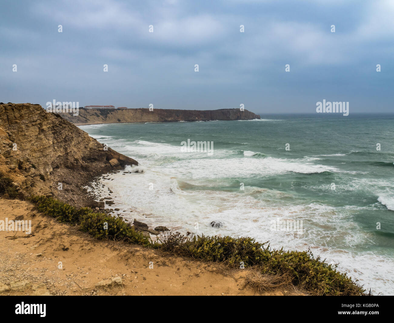 Stormy Atlantic at the most southwestern cape of Europe. Southwest ...